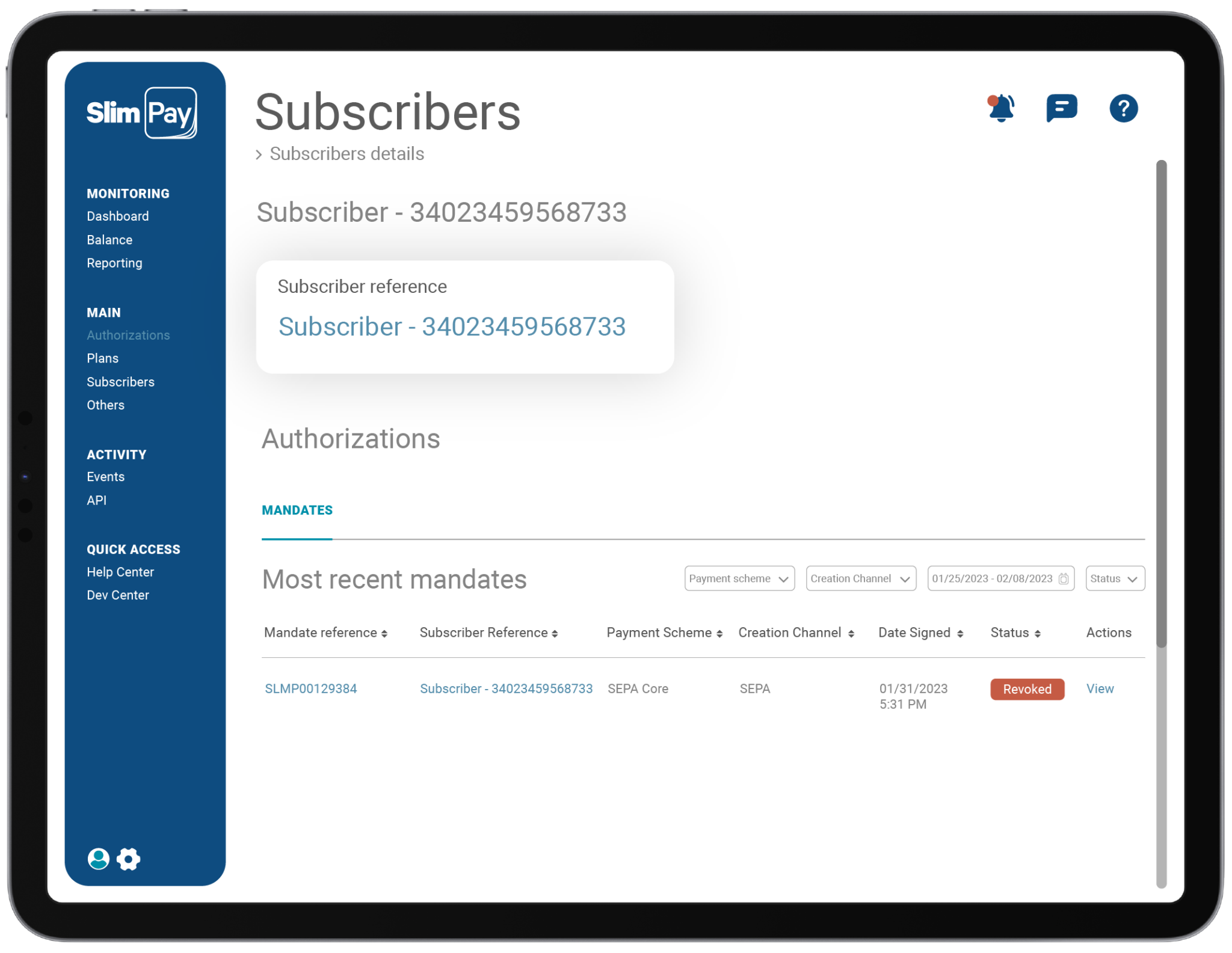 Mandate Library – SlimPay